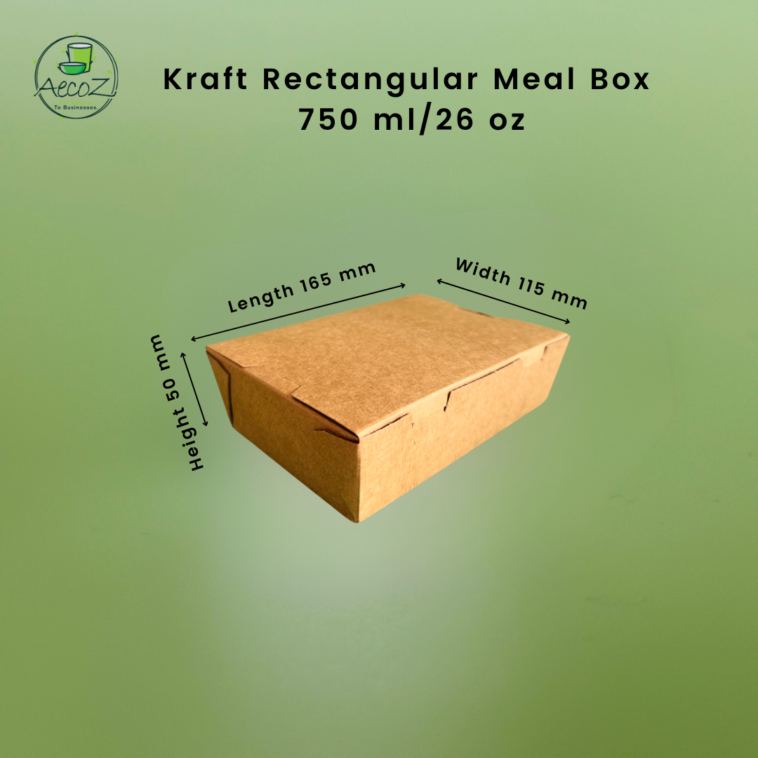 Kraft Rectangular Meal Box - 750ml/26 oz - Box | Aecoz